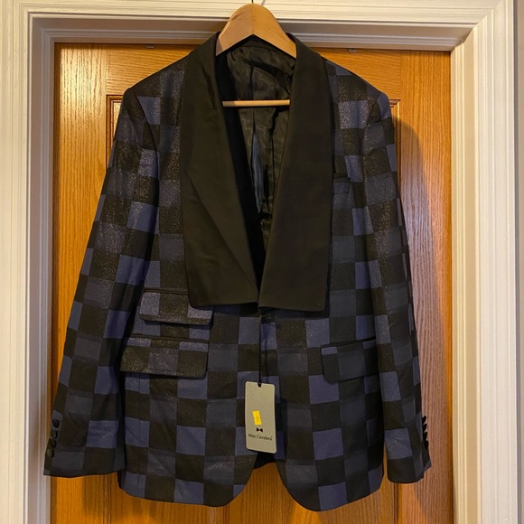 Max Cavalera | Suits & Blazers | Mens Blueblack Checkered Max Cavalera ...